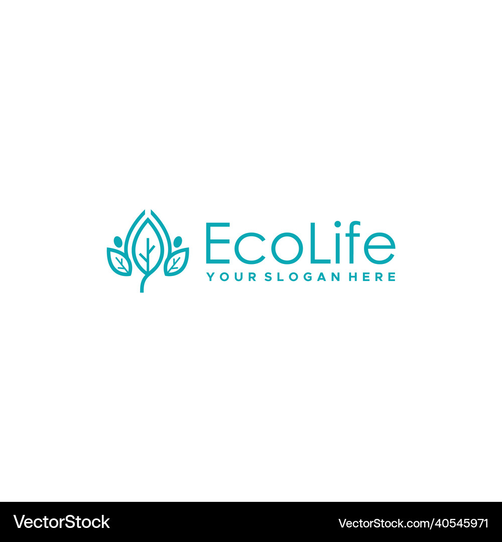 Minimalist ecolife leaves leaf plants logo design Vector Image