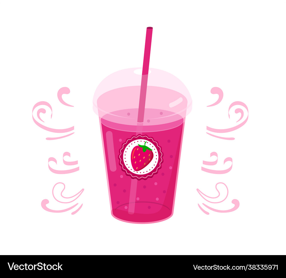 Realistic plastic glass with red juice Royalty Free Vector
