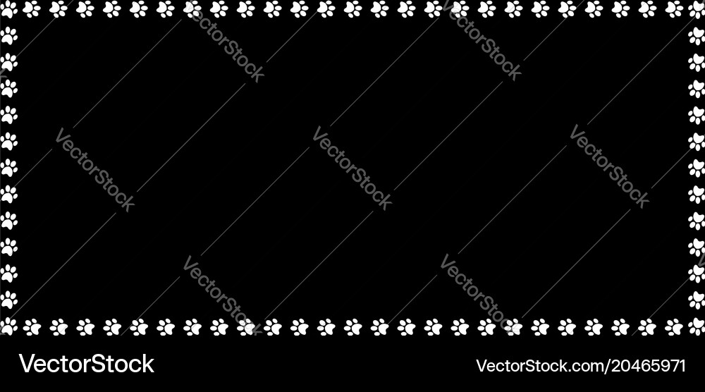 Rectangle frame made of white animal paw prints Vector Image