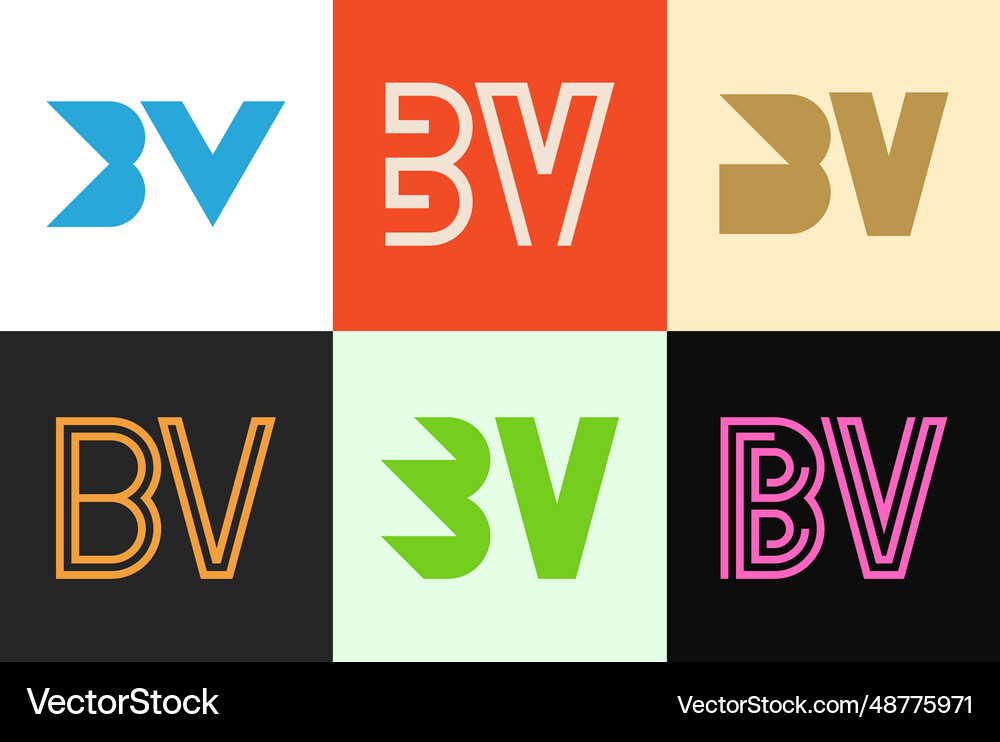 Set of letter bv logos Royalty Free Vector Image