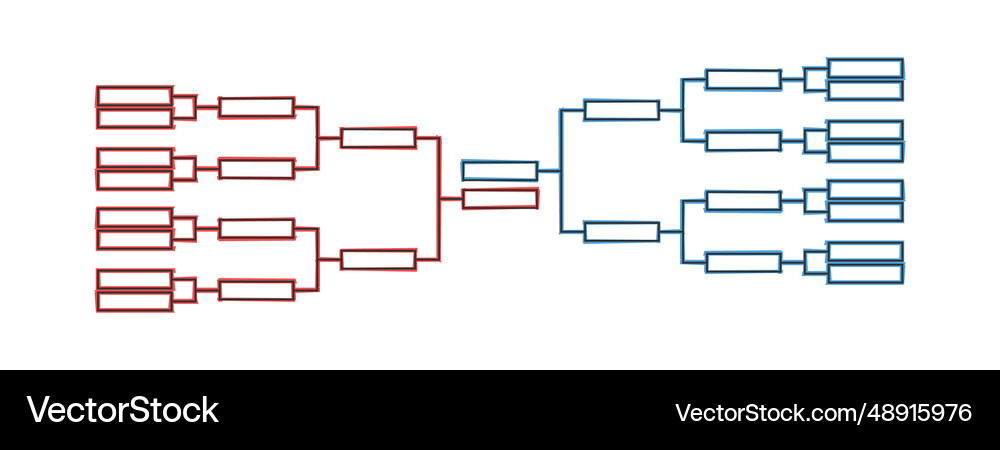 16 team tournament bracket red and blue line Vector Image
