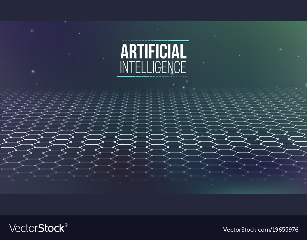 Background 3d grid ai tech wire network Royalty Free Vector