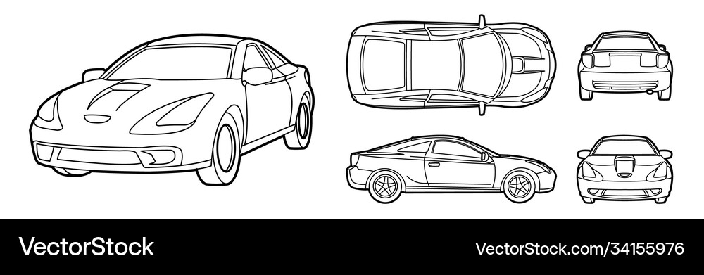 Contour car for coloring book page isolated Vector Image