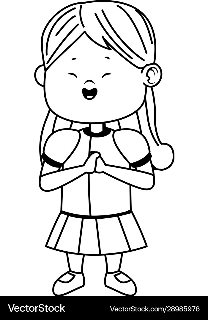 Cute girl standing icon flat design Royalty Free Vector