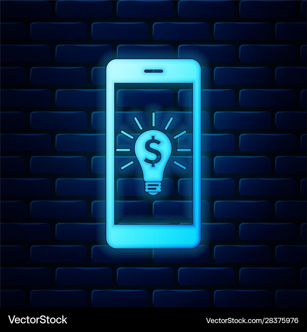 Glowing neon business light bulb with dollar Vector Image