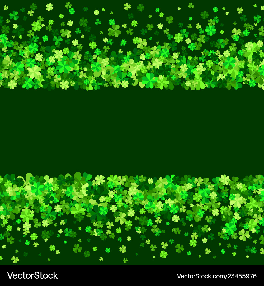 Green clover leaves greeting card background Vector Image