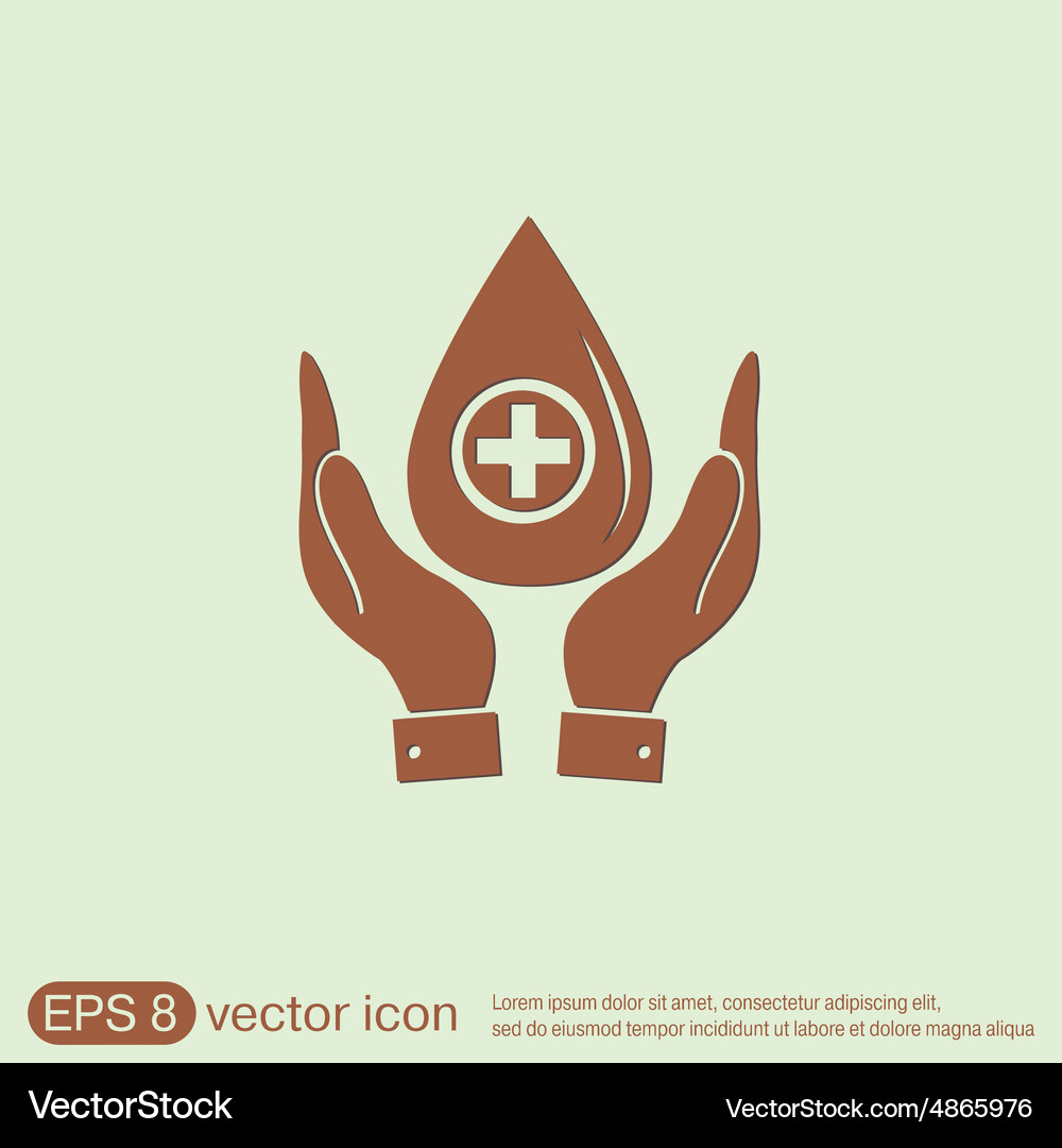 Hands holding a drop donate medical icon Vector Image
