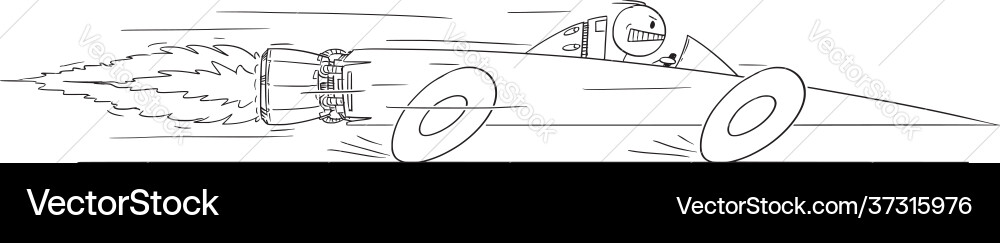 Man or businessman driving superfast rocket car Vector Image
