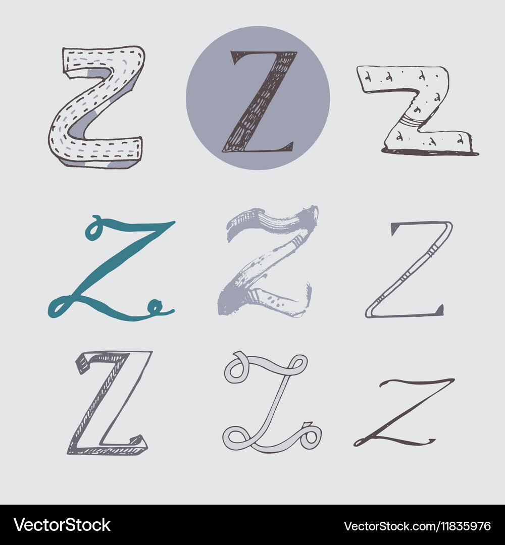 Original letters z set isolated on light gray Vector Image