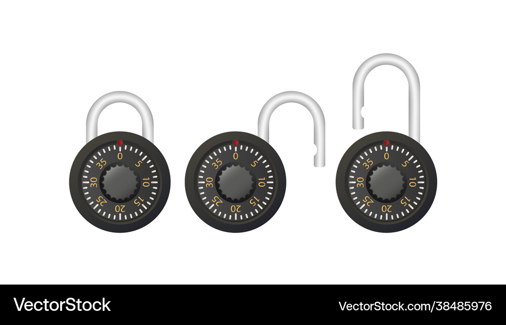 Padlock with code for doors safes Royalty Free Vector Image