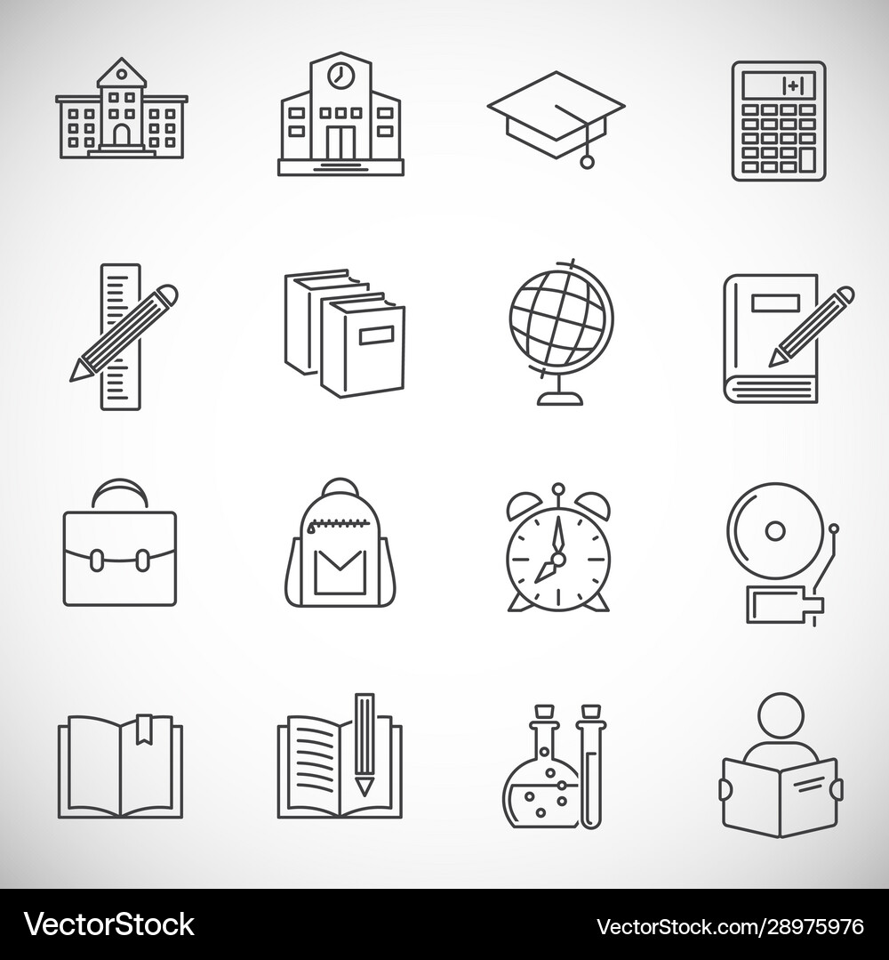 School related icons set on background for graphic