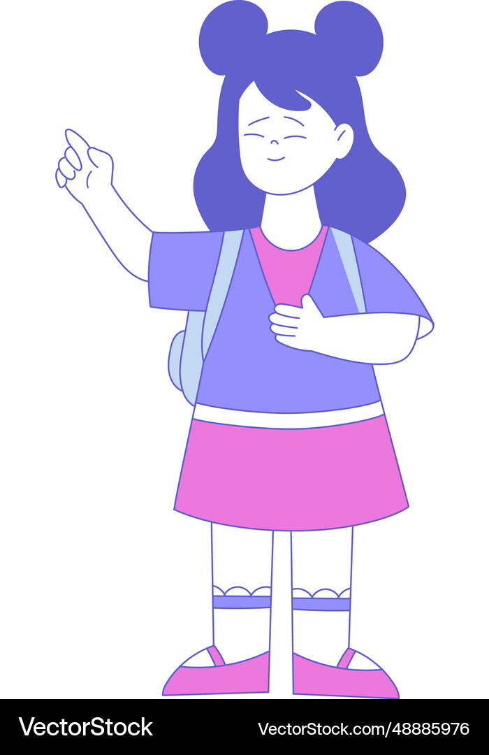 Smiling girl first grader standing with backpack Vector Image