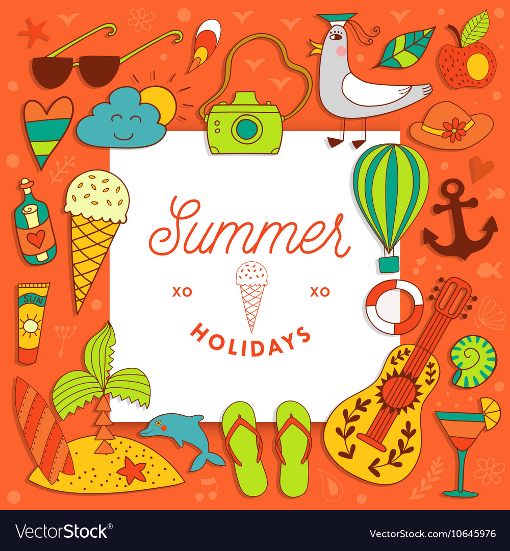 Vacation summer travel beach elements Royalty Free Vector