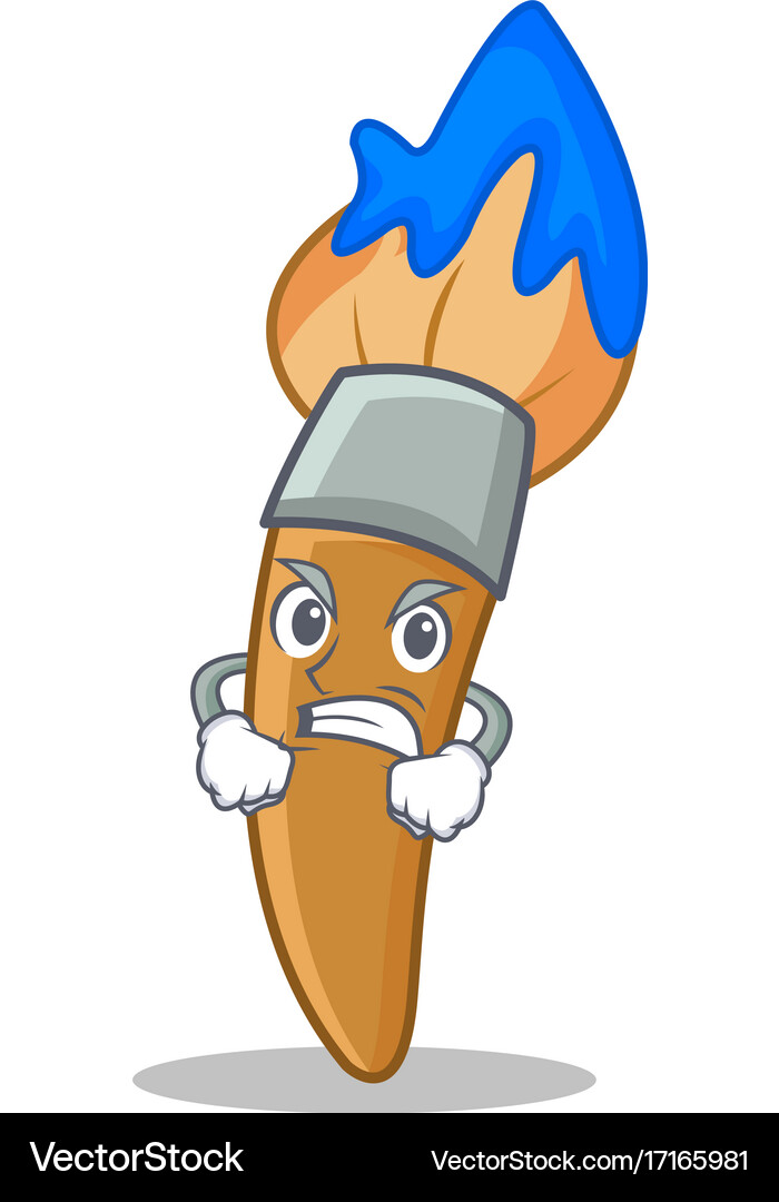 Angry paint brush character cartoon Royalty Free Vector
