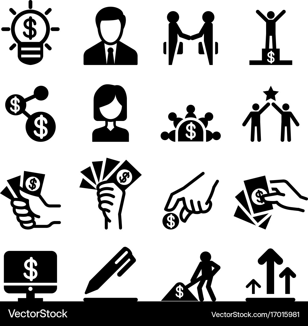 Business success icon set Royalty Free Vector Image