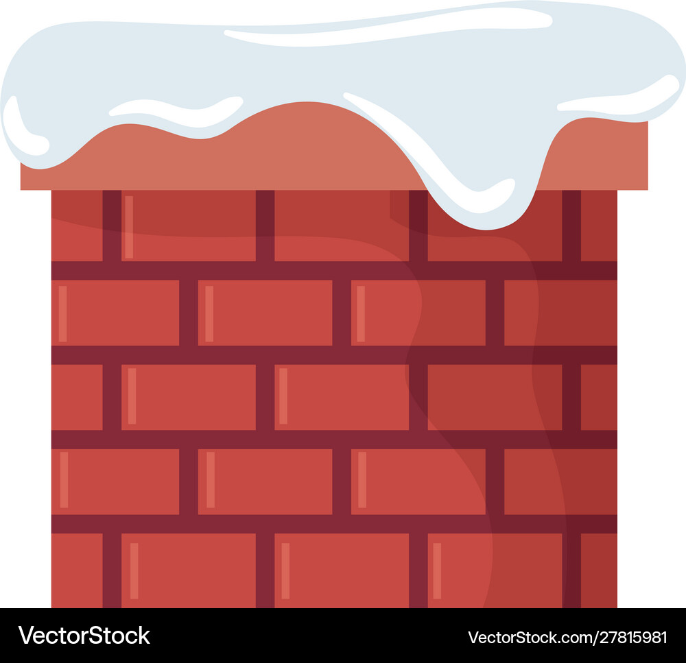 Chimney with snow isolated icon Royalty Free Vector Image