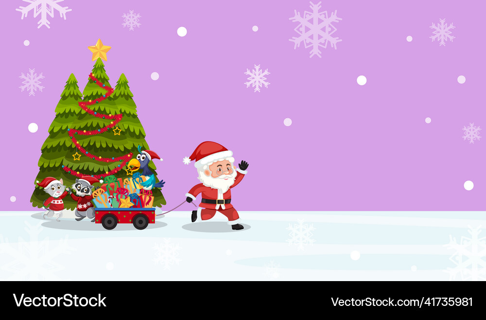 Christmas banner template with cute santa Vector Image