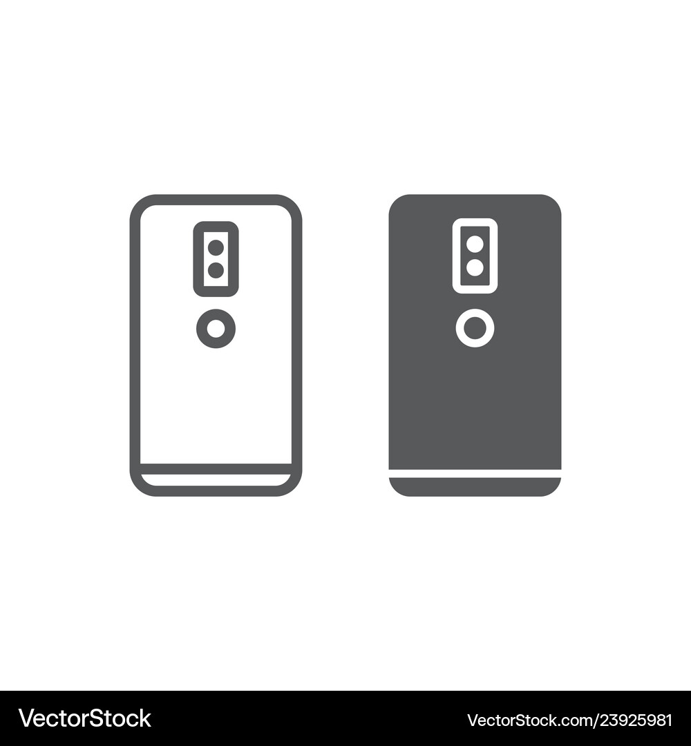 Dual camera smartphone line and glyph icon Vector Image