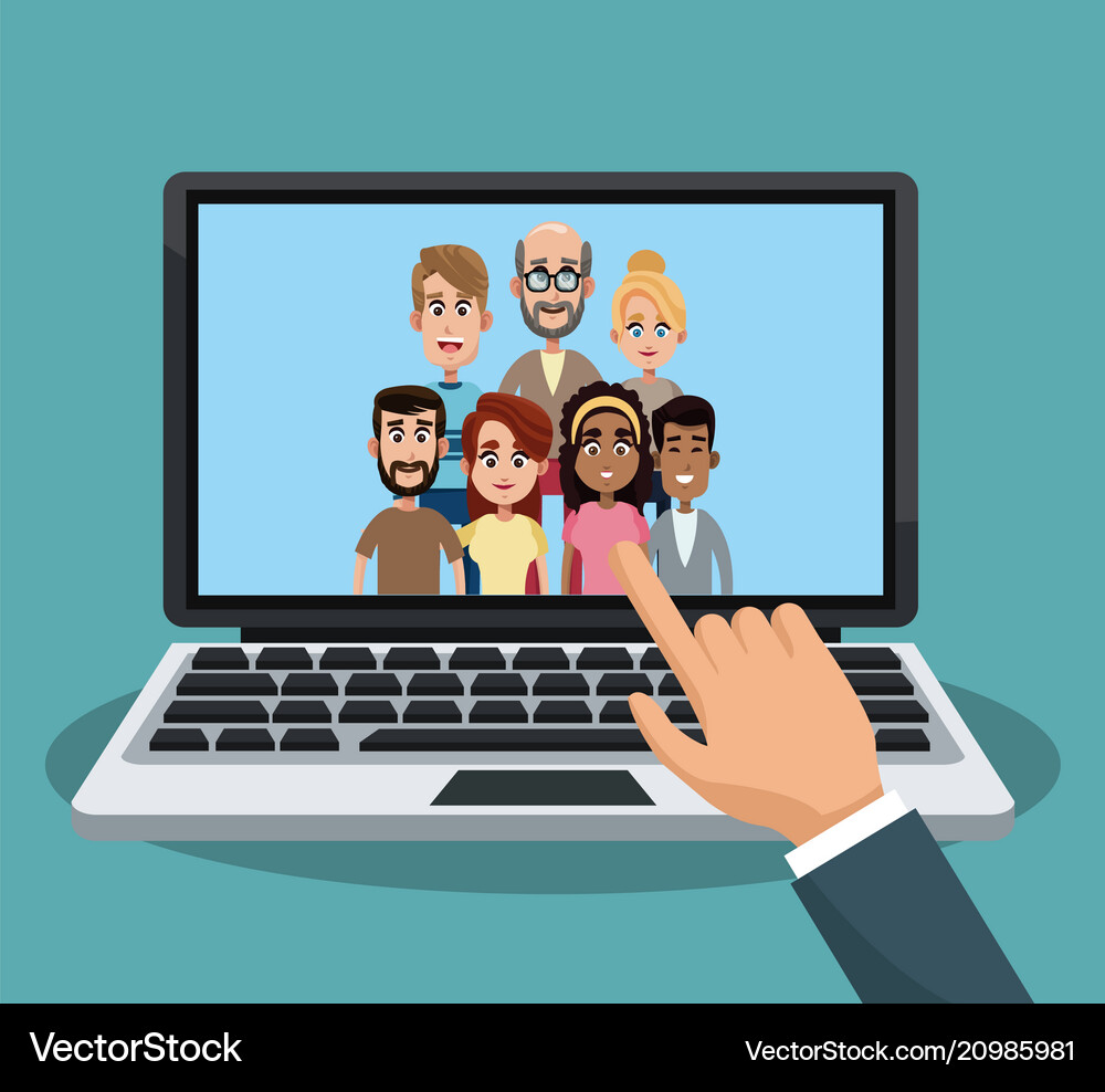 Family on laptop screen Royalty Free Vector Image