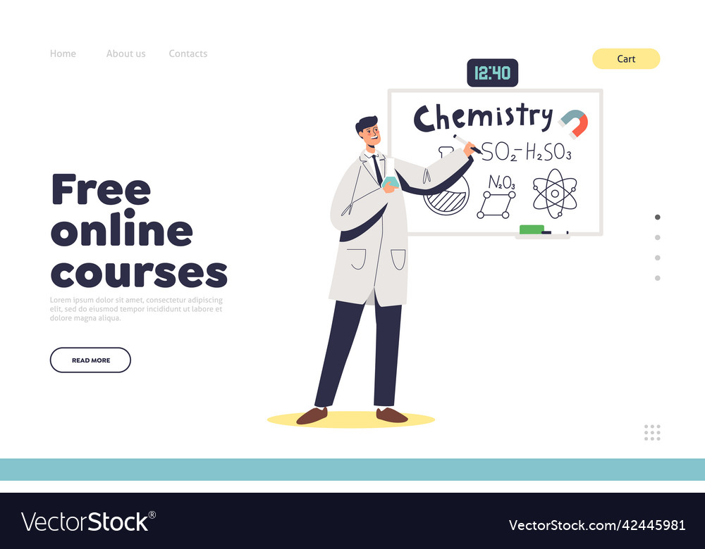 Free online courses concept of landing page Vector Image