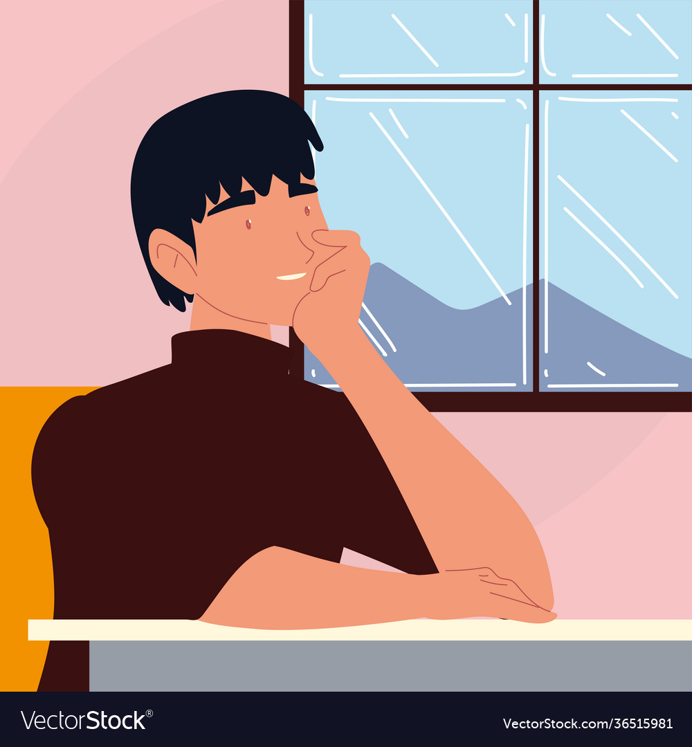 Guy thinking procrastinate Royalty Free Vector Image