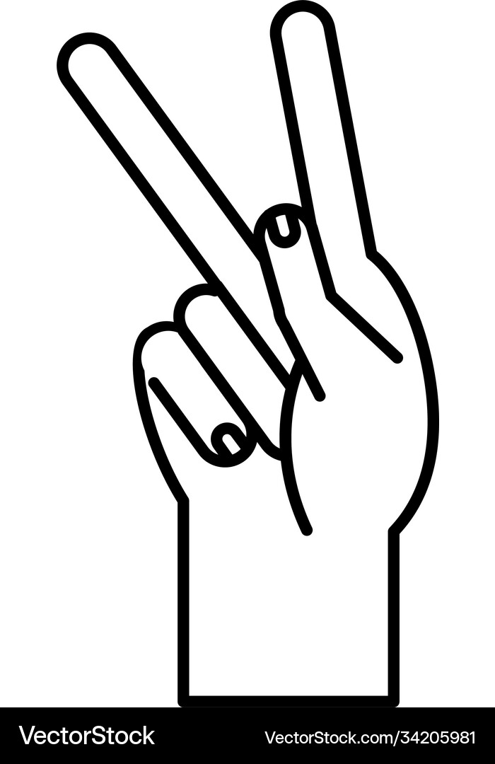 Hand sign language k line style icon design Vector Image
