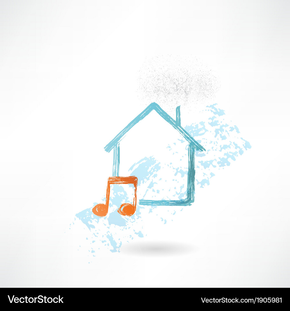 House music grunge icon Royalty Free Vector Image
