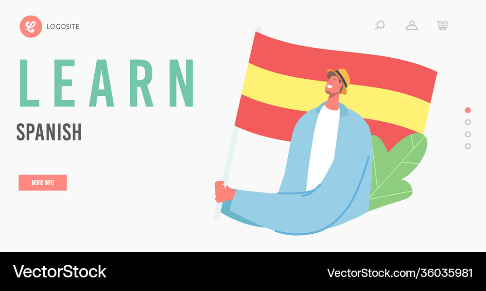 Learn spanish landing page template male Vector Image