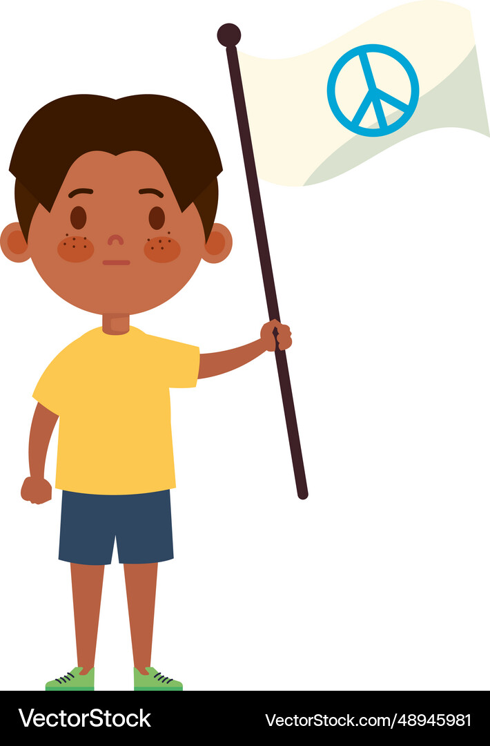 Little boy pacifist waving flag Royalty Free Vector Image