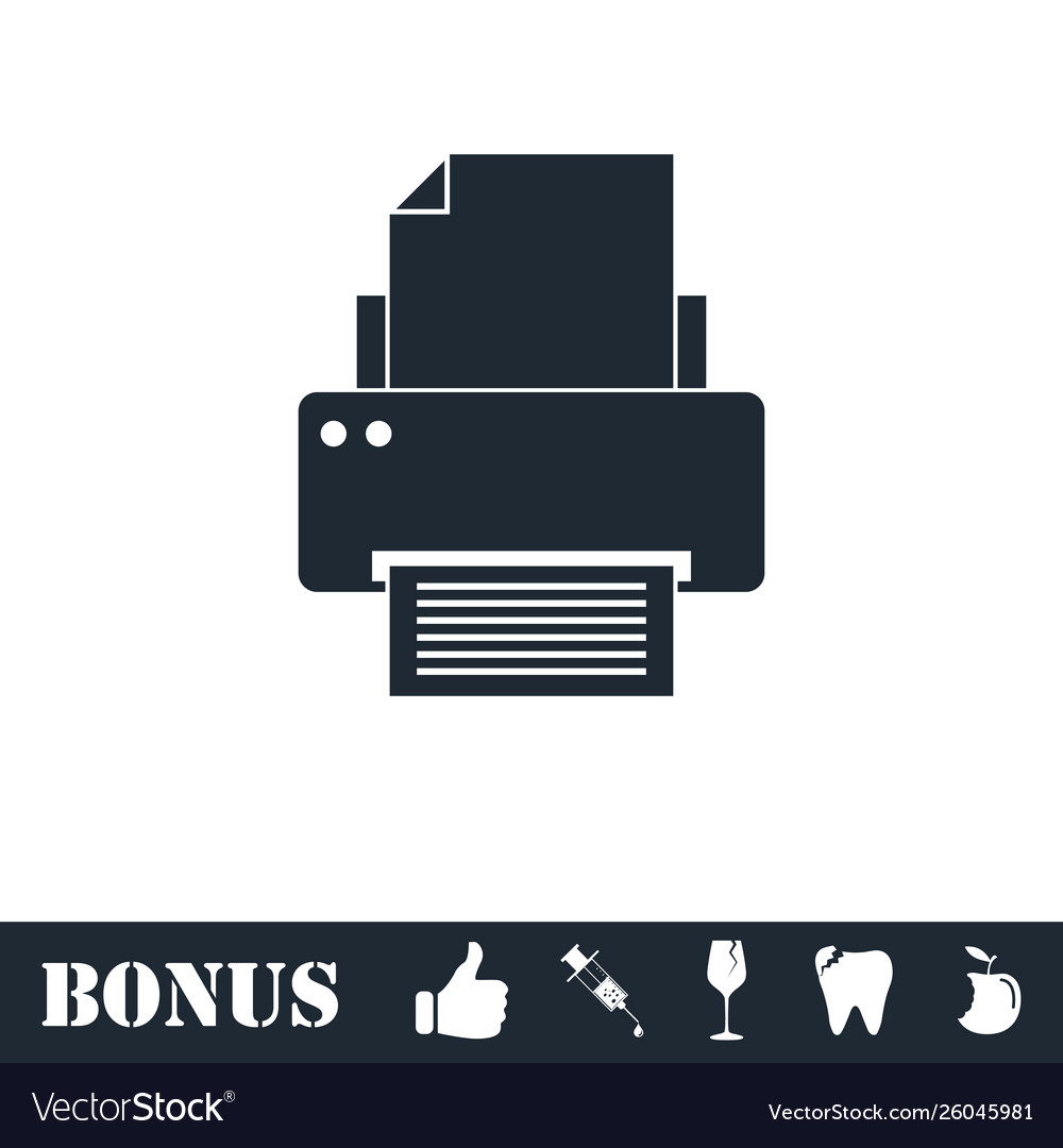 Printer icon flat Royalty Free Vector Image - VectorStock