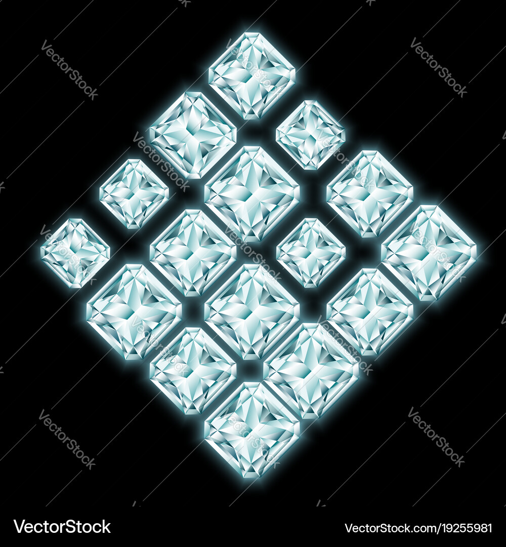 Rhombus composition made of shining diamonds Vector Image