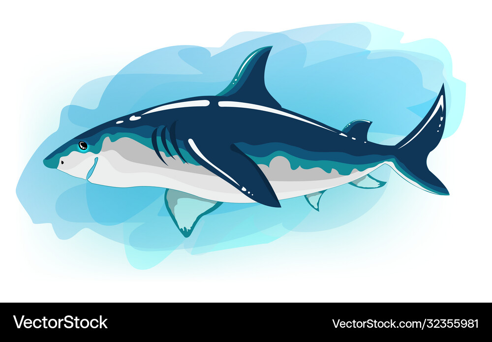 Shark cartoon is colorful Royalty Free Vector Image