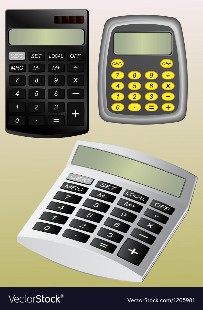 Three types calculators Royalty Free Vector Image