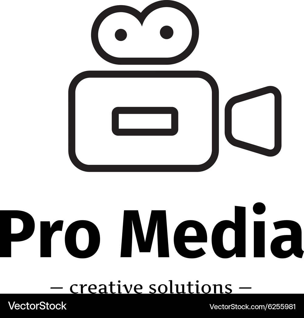 Trendy line style camera logo media Royalty Free Vector