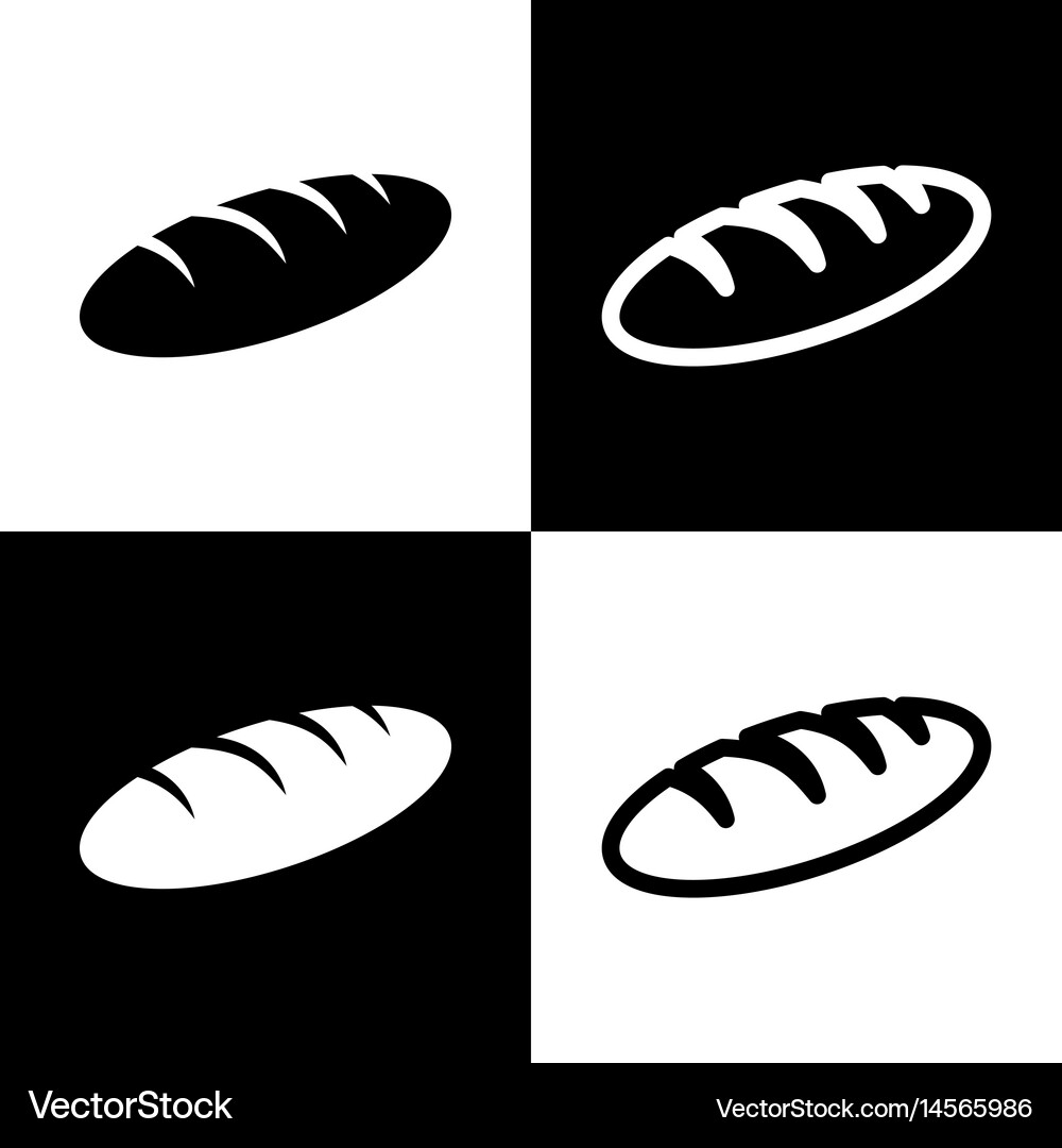 Bread sign black and white icons line Royalty Free Vector