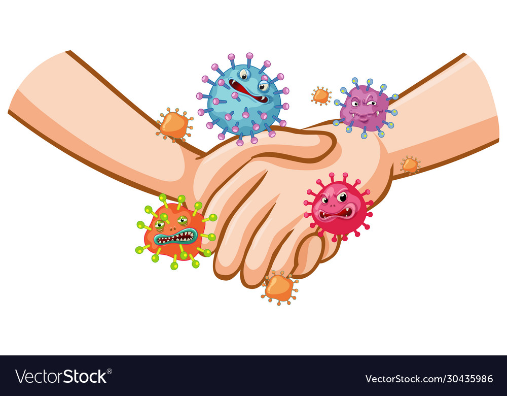 Coronavirus poster design with handshake and Vector Image