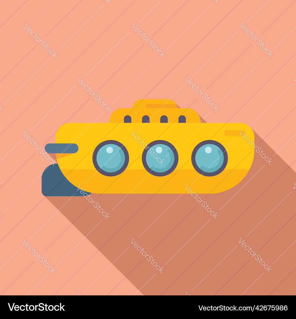 Cute bathyscaphe icon flat sea ship Royalty Free Vector