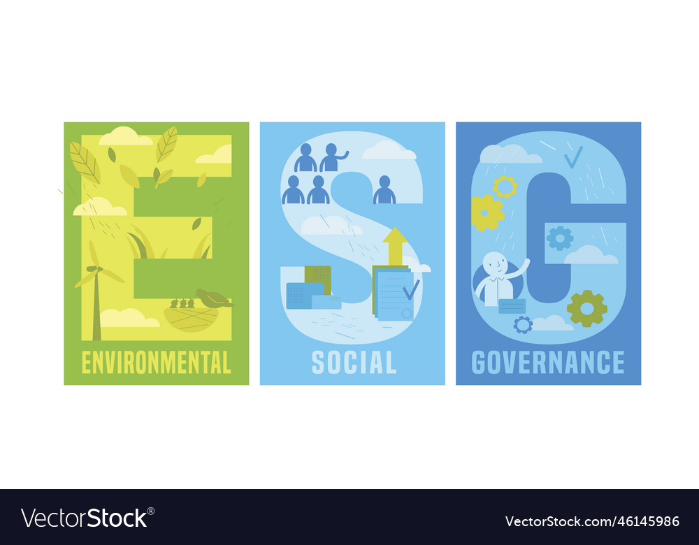 Esg concept editable Royalty Free Vector Image