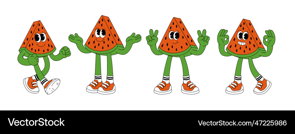 Fruit retro funky cartoon character comic mascot Vector Image