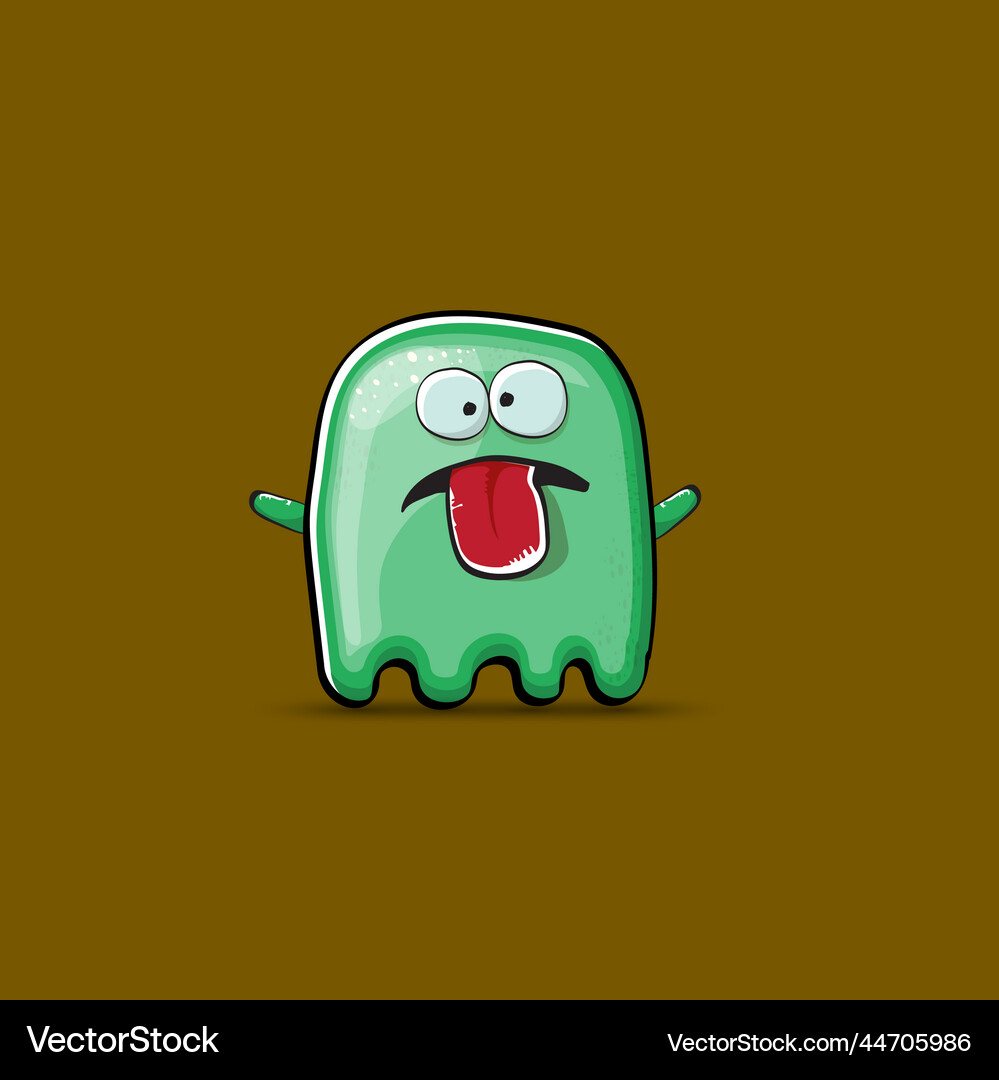 Funny cute smiling green ghost monster isolated Vector Image