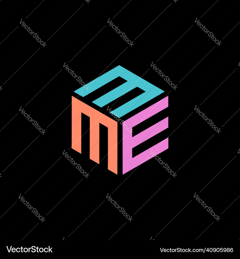 Hexagon logo with the letters mme design Vector Image