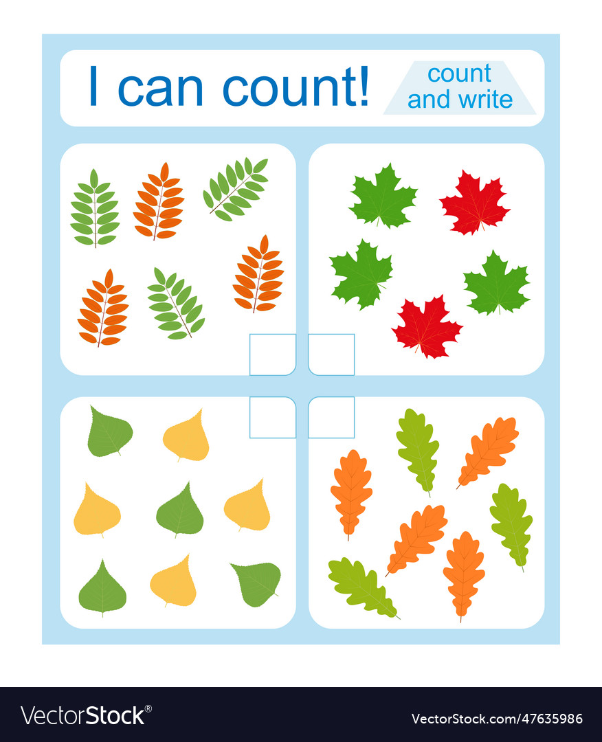 Math activity for kids i can count Royalty Free Vector Image