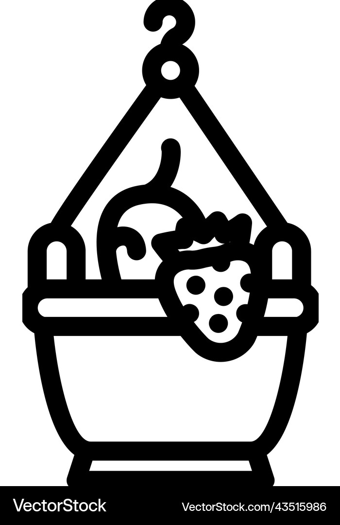 Pot strawberry plant line icon Royalty Free Vector Image