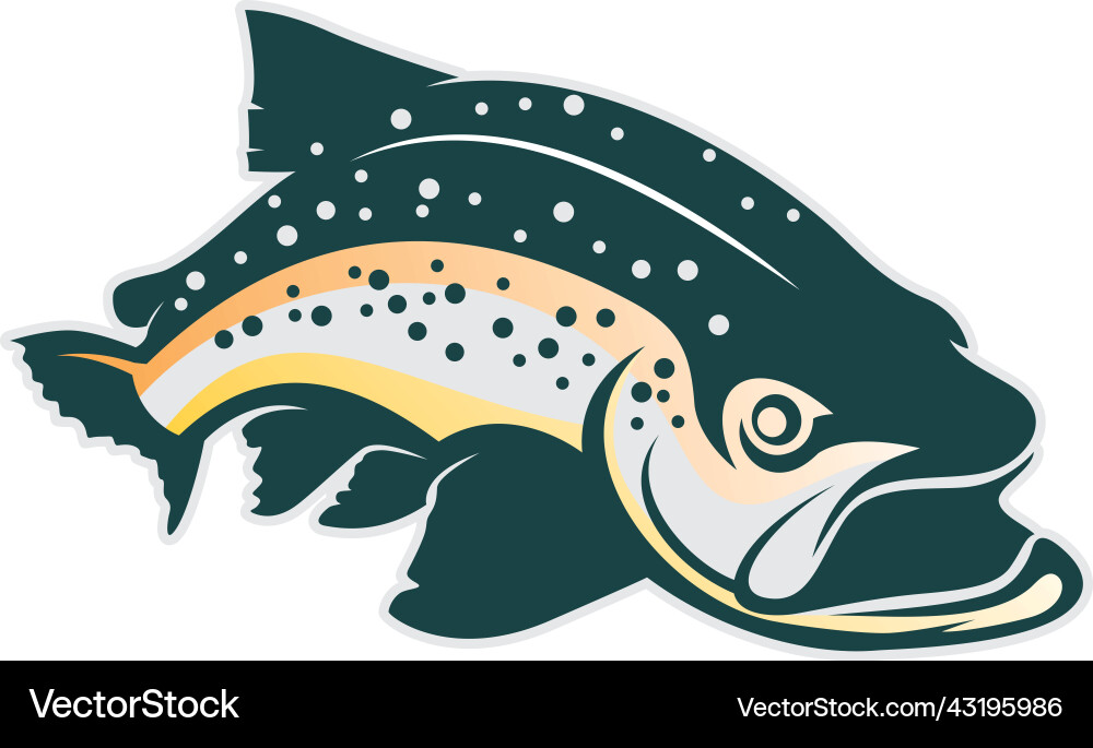 Salmon fish fishing template Royalty Free Vector Image