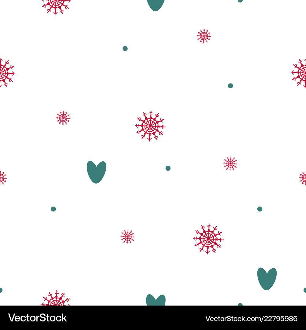 Seamless pattern of snowflakes hearts circles Vector Image