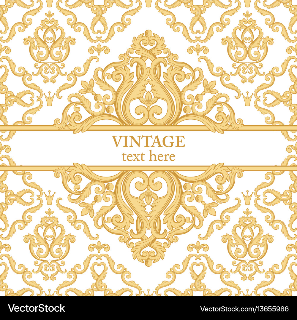 Template card with abstract baroque royal Vector Image