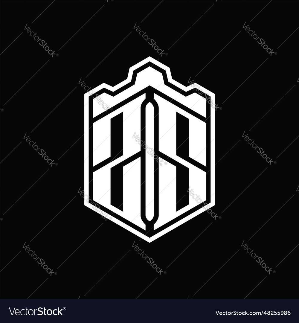 Zs letter logo monogram hexagon shield shape Vector Image