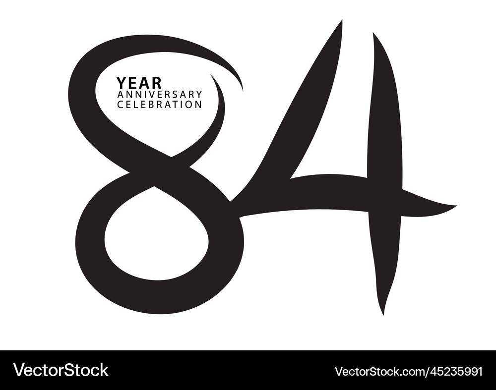84 year anniversary celebration black color Vector Image