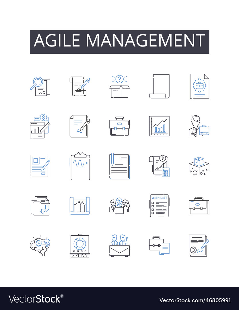 Agile management line icons collection lean Vector Image Agile management line icons collection lean Vector Image