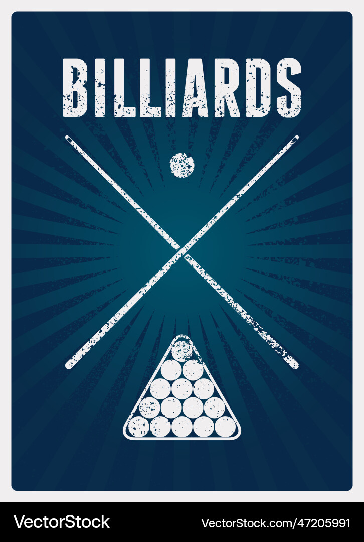 Billiards typographical vintage grunge poster Vector Image